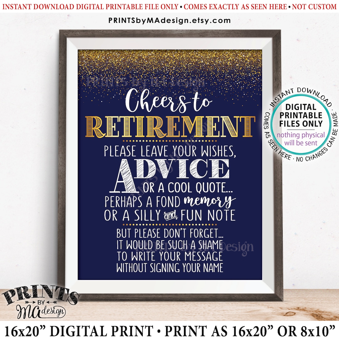 Cheers to Retirement Party Sign, Leave Your Wish Advice Memory for the ...