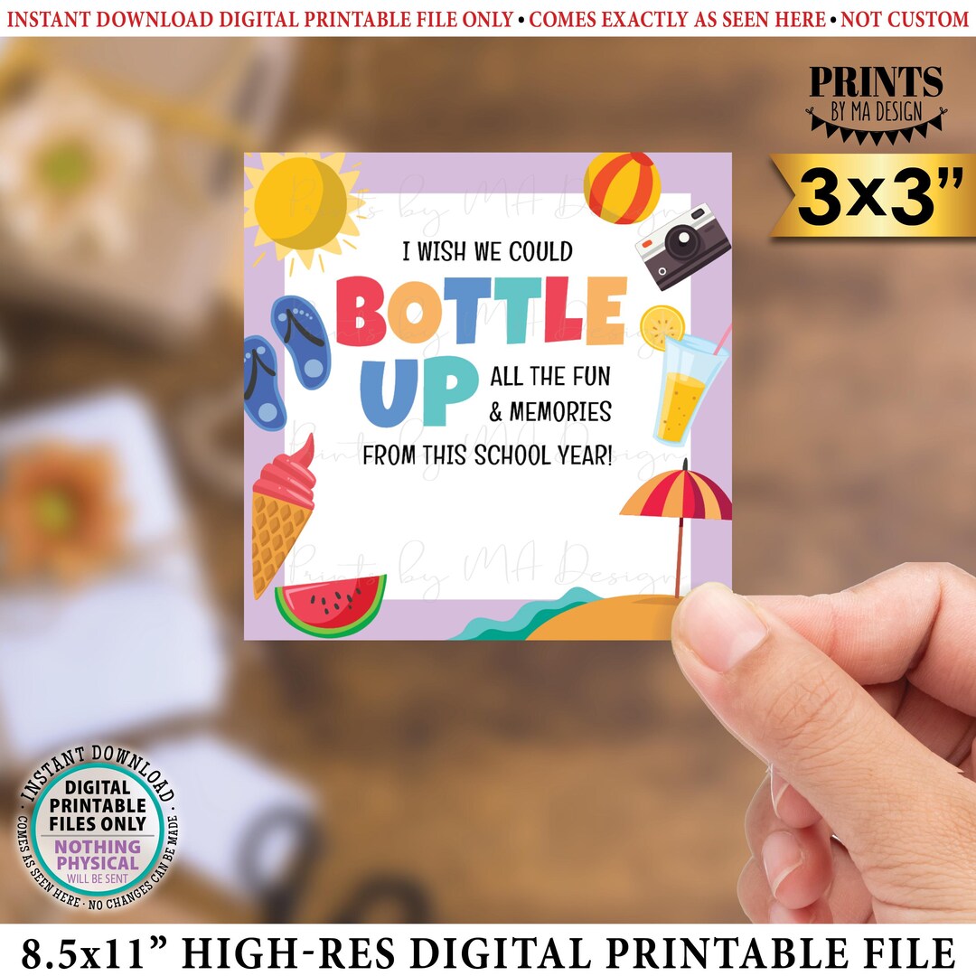 Water Bottle Gift Tags, Bottle up a Great School Year, Remember Fun ...