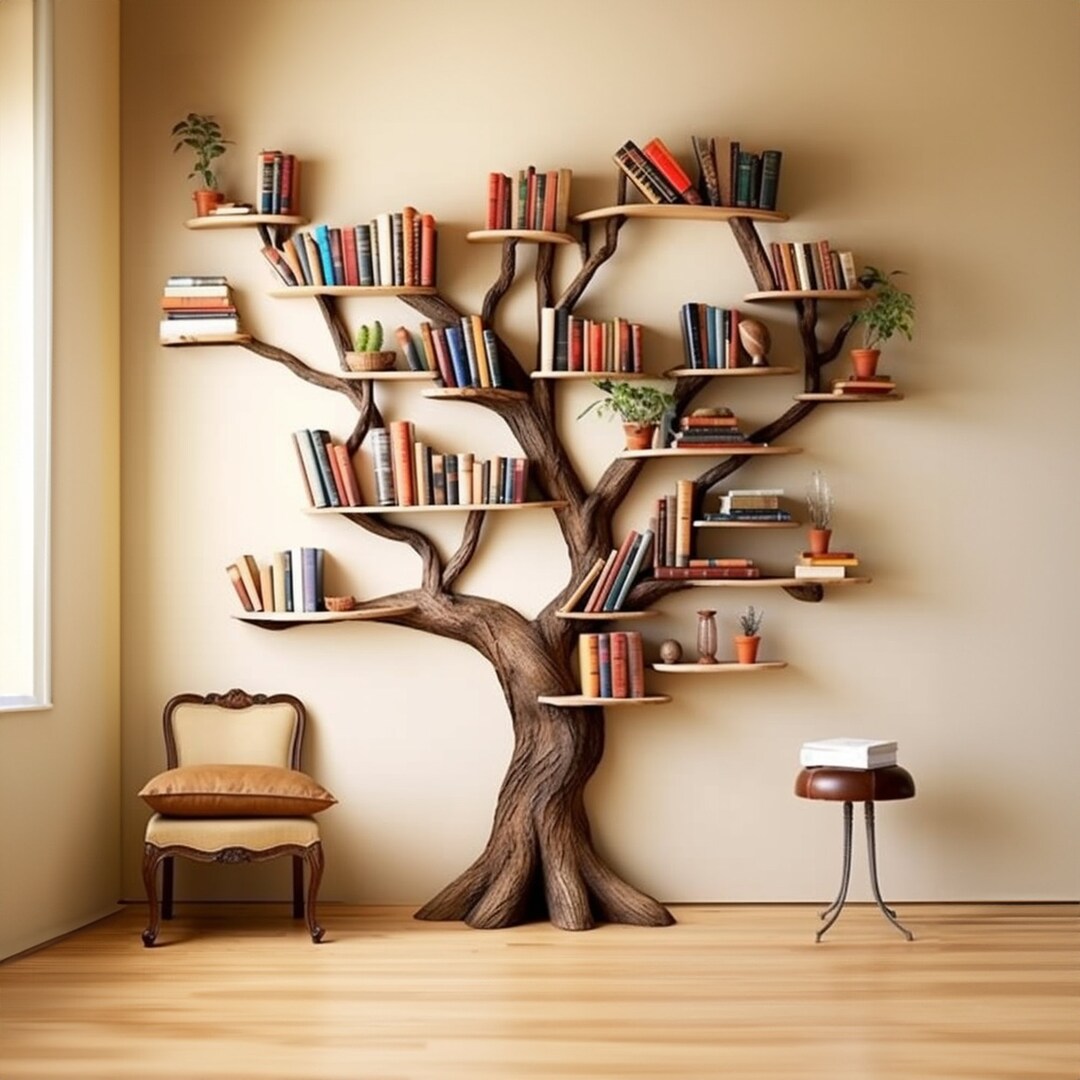 Tree Branch Floating Bookshelf Decor Mount Corner Shelf Live Edge Wall ...
