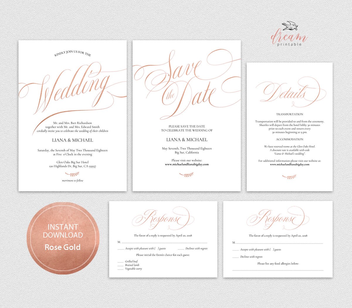 INSTANT DOWNLOAD Editable Pdf Template Set 5x7 Invitation 4x6 | Etsy