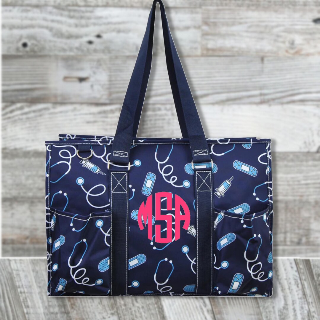 Nursing Monogrammed Diaper Bag With Multiple Outside Pockets, Organizer ...