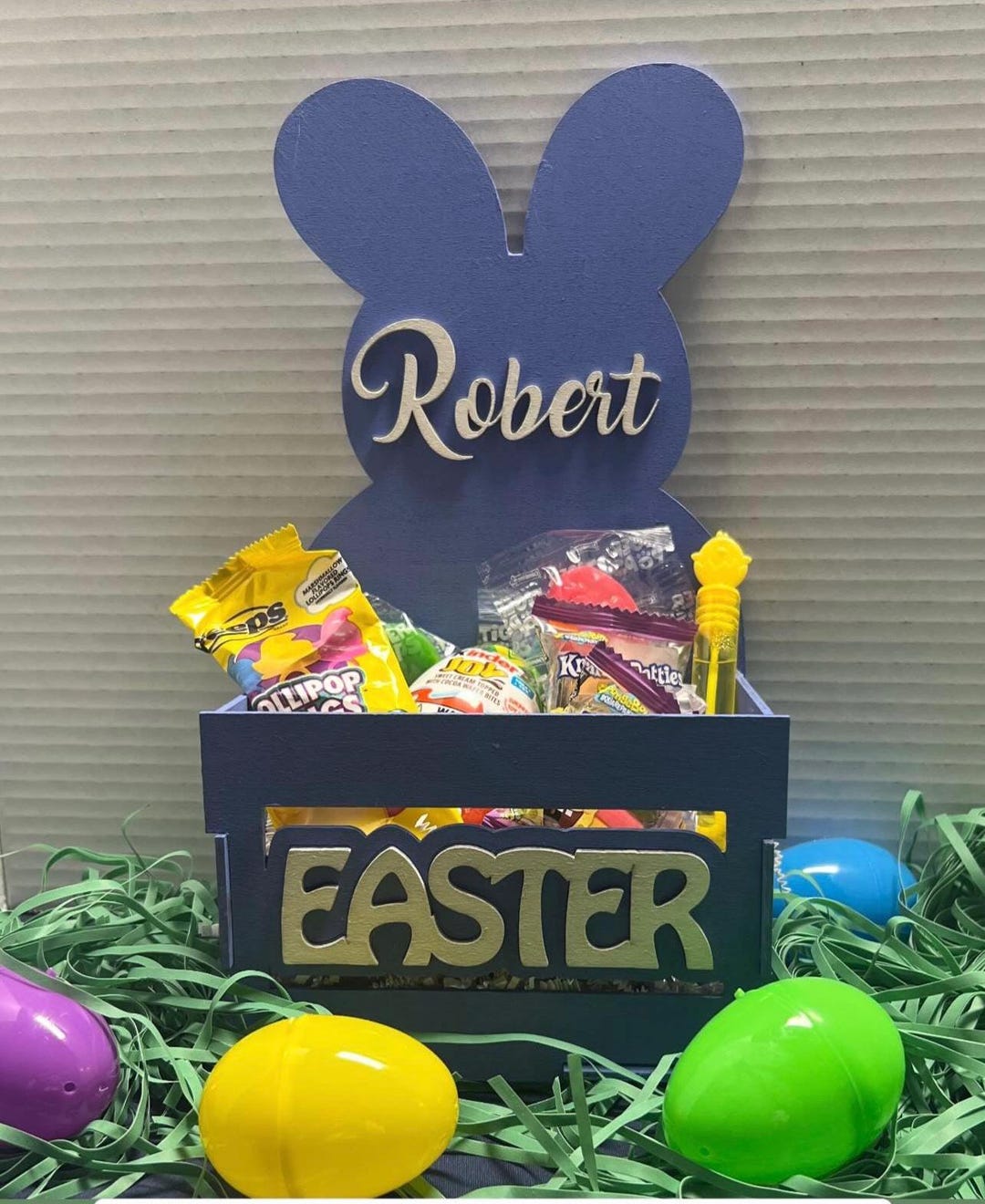 Wooden Bunny Easter Basket, Custom Easter Basket, Easter Crate, Kids ...