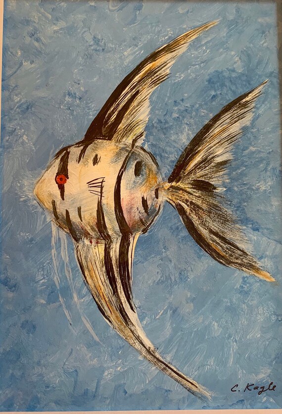 Angelfish Painting. Original Acrylic. Fish painting. | Etsy