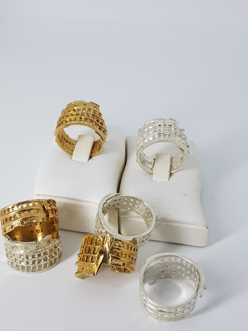 Ring Colosseum of Rome 925 Silver Adjustable Bronze Italy Monument ...