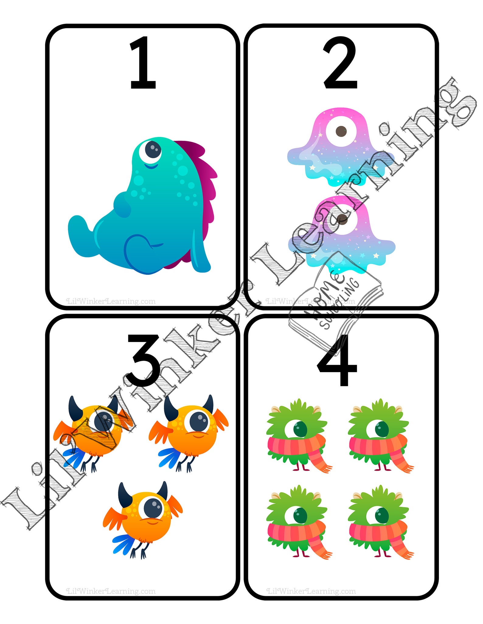 Preschool Math Flashcards Counting 1-10 Flash Cards for - Etsy