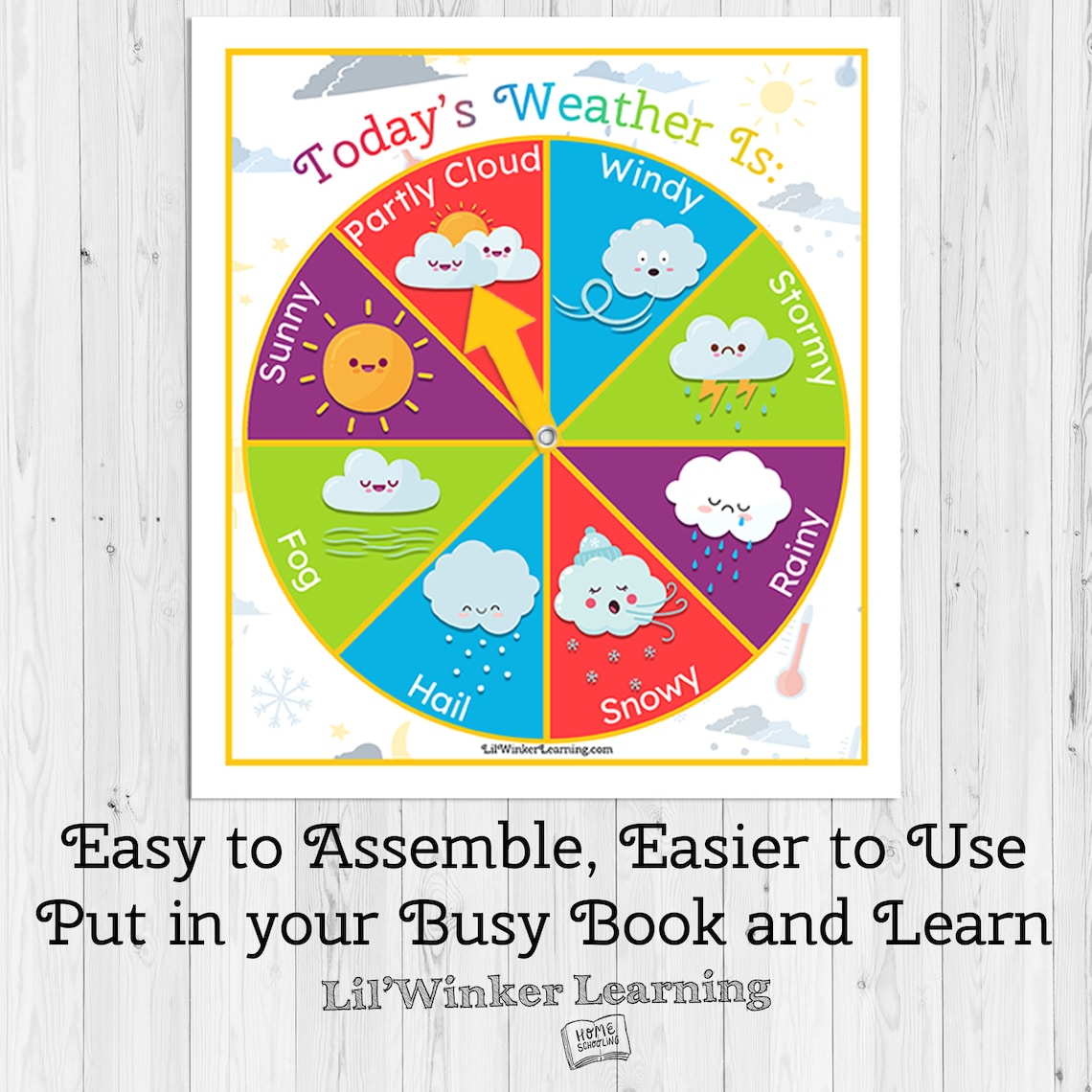 Homeschool Weather Wheel Printable Toddler Busy Book - Etsy