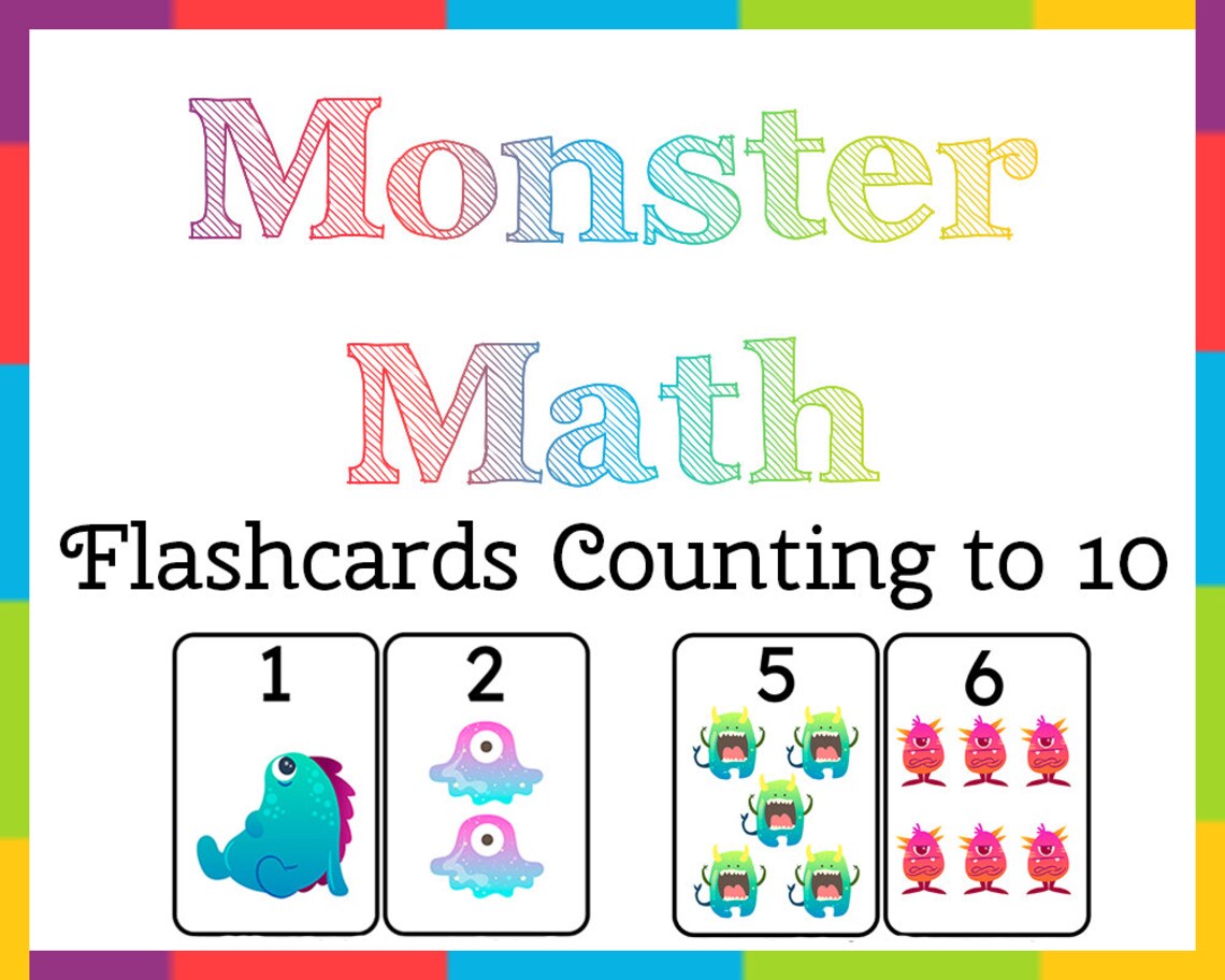 Preschool Math Flashcards Counting 1-10 Flash Cards for - Etsy