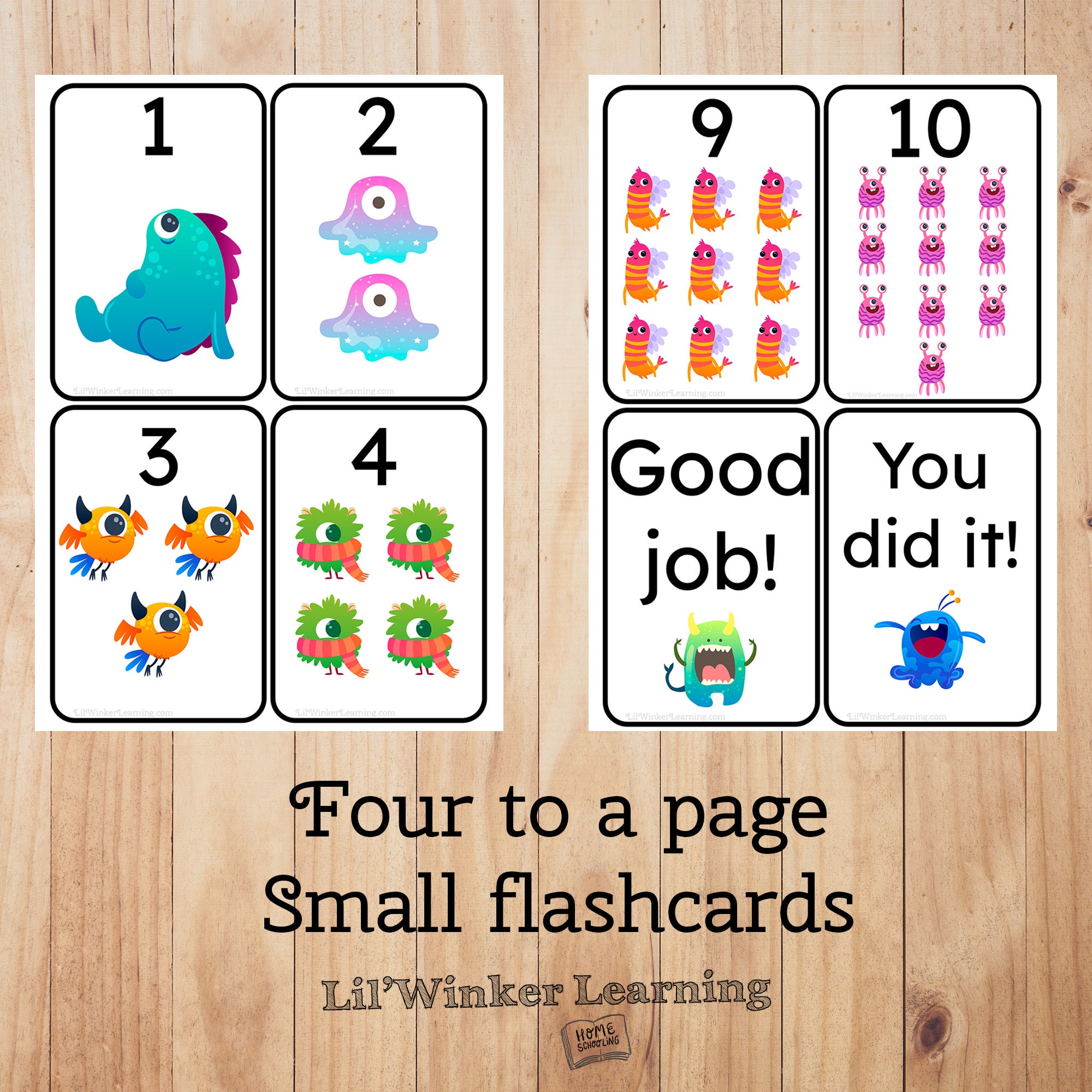 Preschool Math Flashcards Counting 1-10 Flash Cards for - Etsy