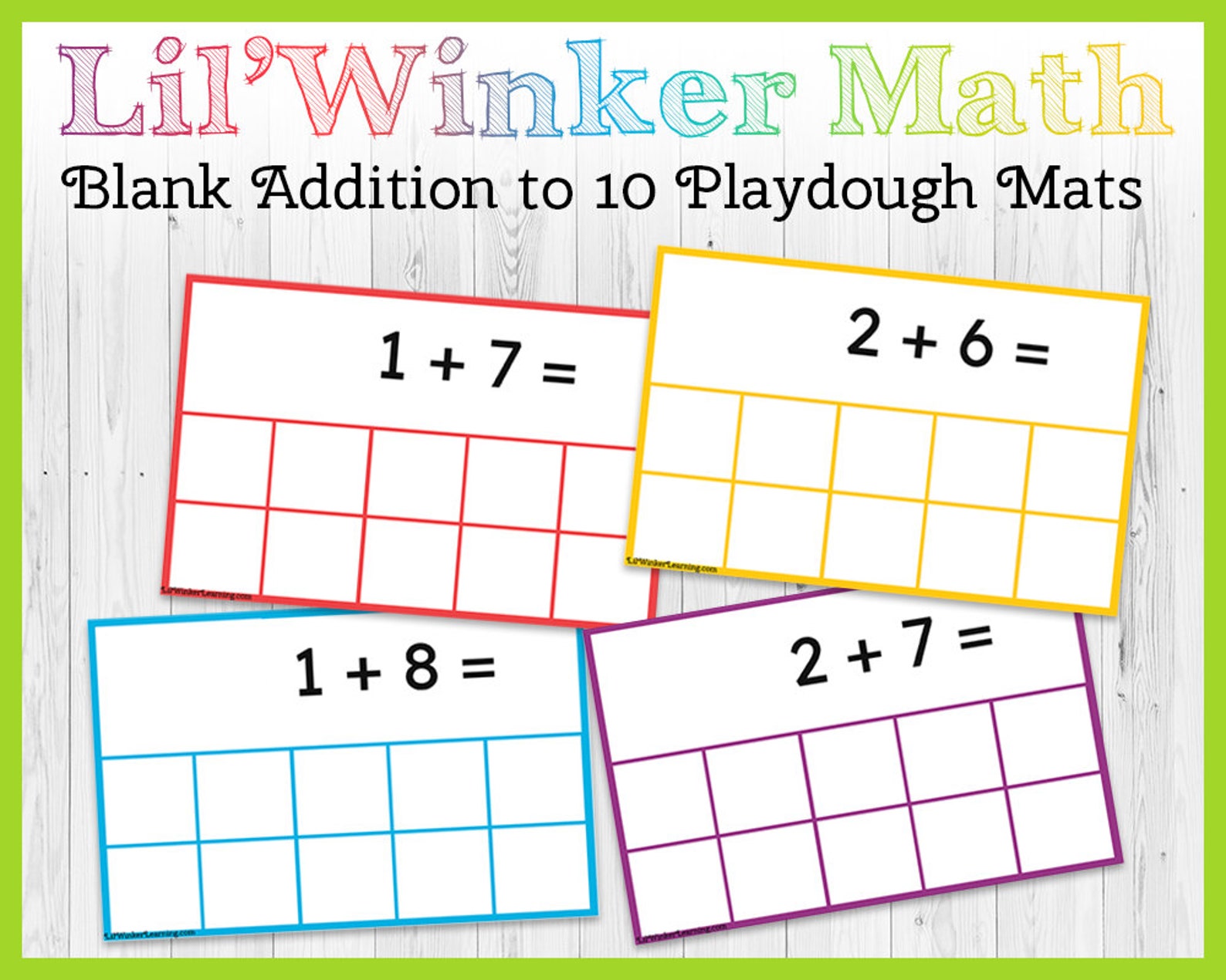 Play Dough Mat Ten Frames Addition to 10, Montessori Learn to Add ...