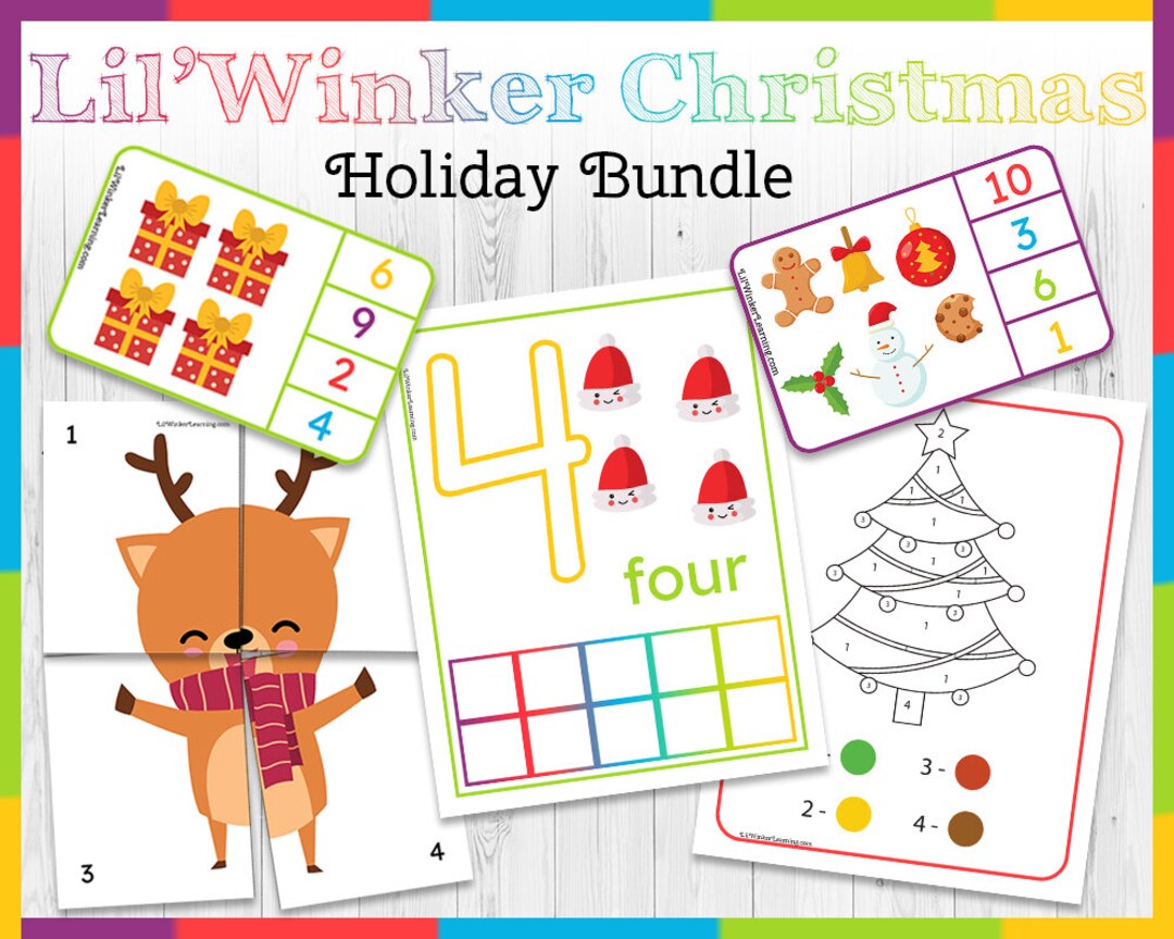 Preschool Christmas Activities Bundle Coloring Pages Ten - Etsy
