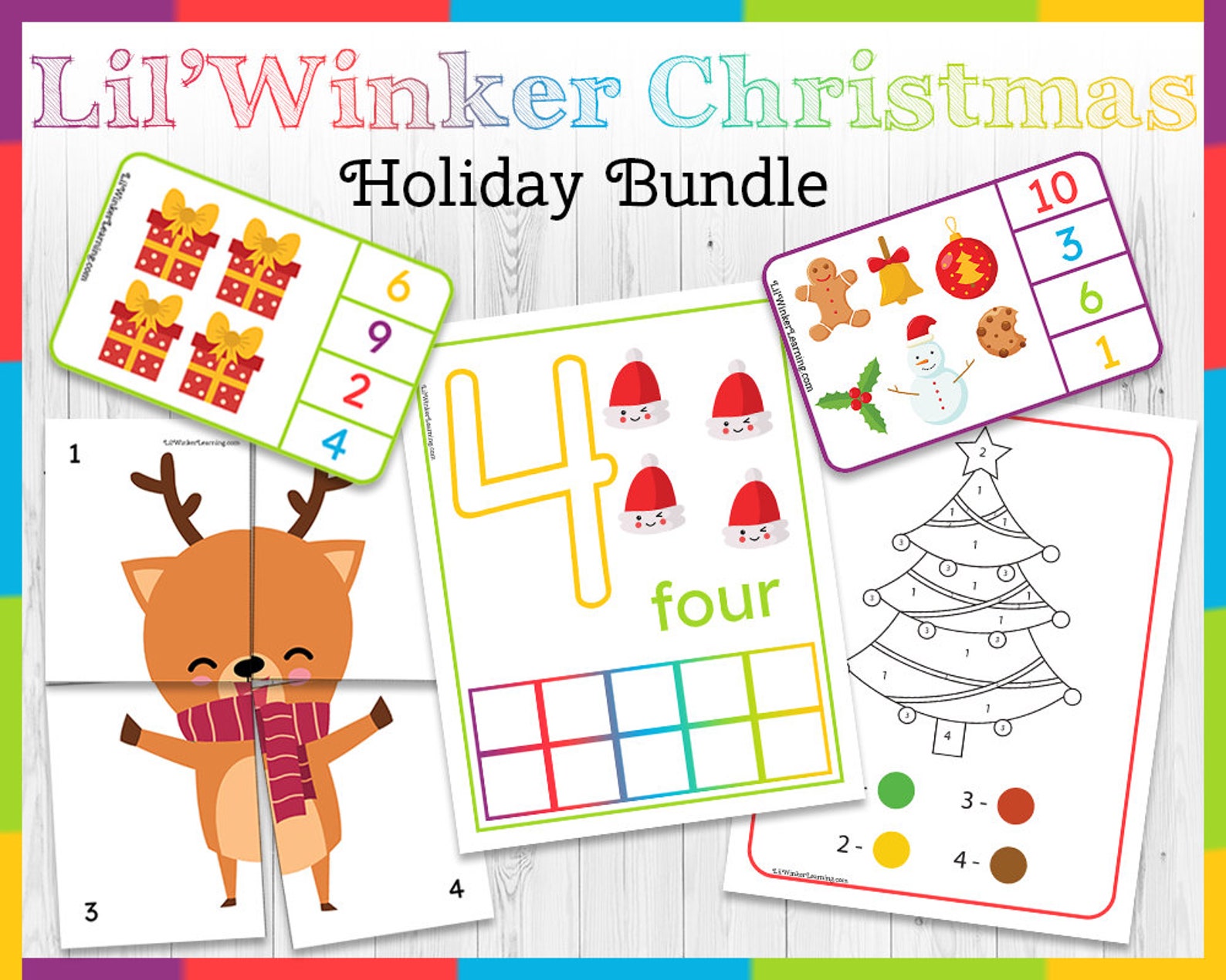 Preschool Christmas Activities Bundle Coloring Pages Ten - Etsy
