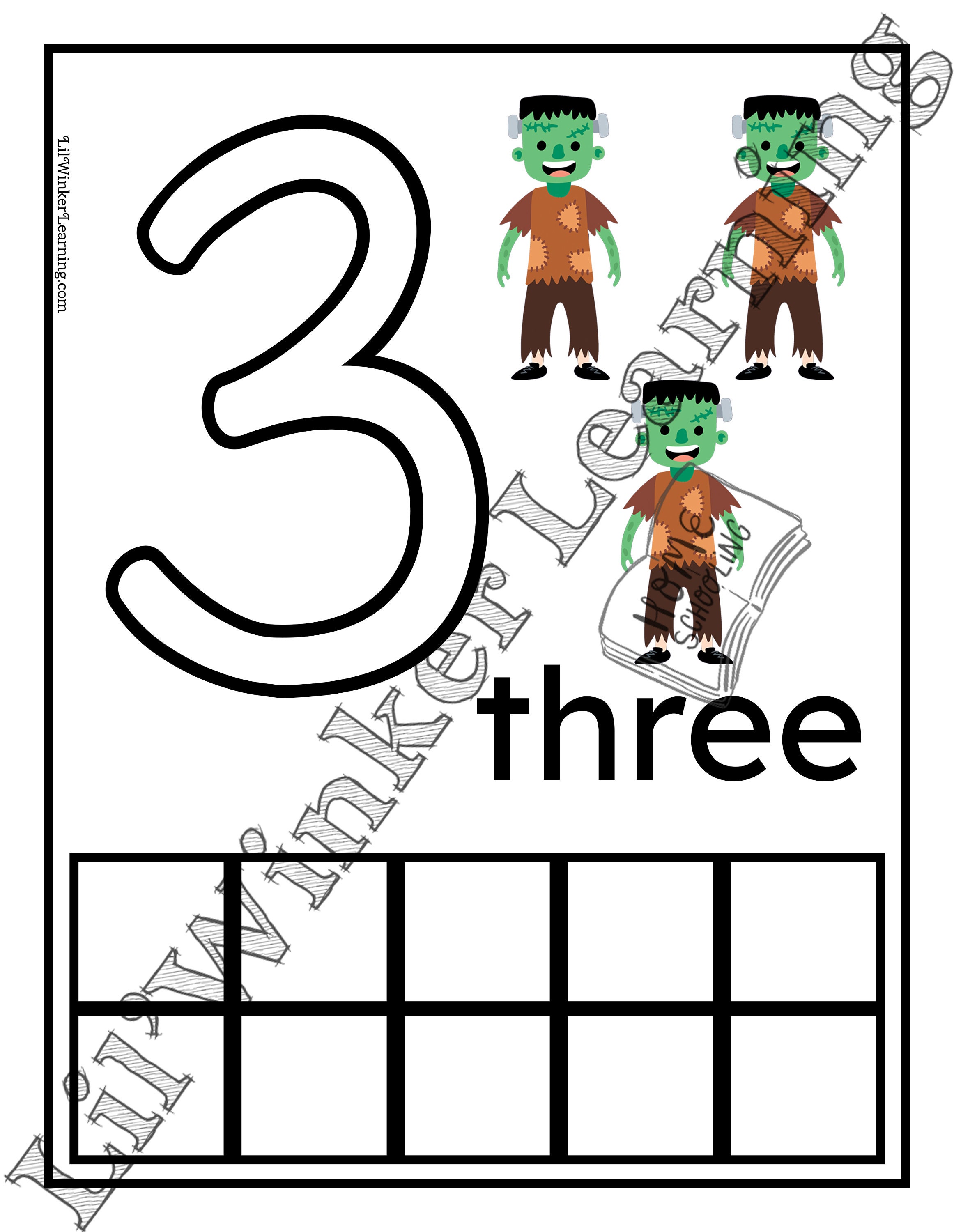 Halloween Counting Ten Frame Playdough Mats Printable Toddler - Etsy