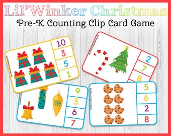 Christmas Count and Clip Cards Printable Activity Numbers - Etsy