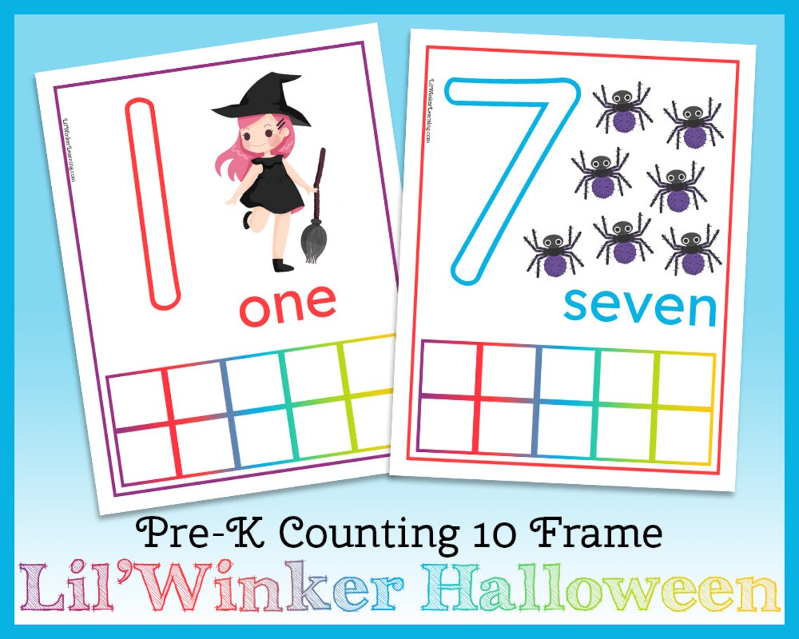 Halloween Counting Ten Frame Playdough Mats Printable Toddler - Etsy