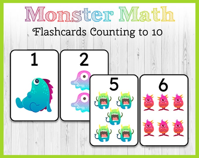 Preschool Math Flashcards Counting 1-10, Flash Cards for Toddlers ...