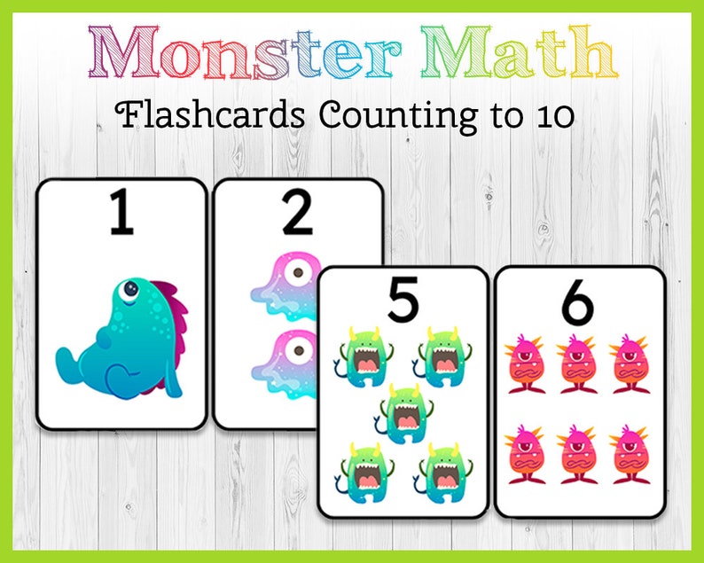 Preschool Math Flashcards Counting 1-10 Flash Cards for - Etsy