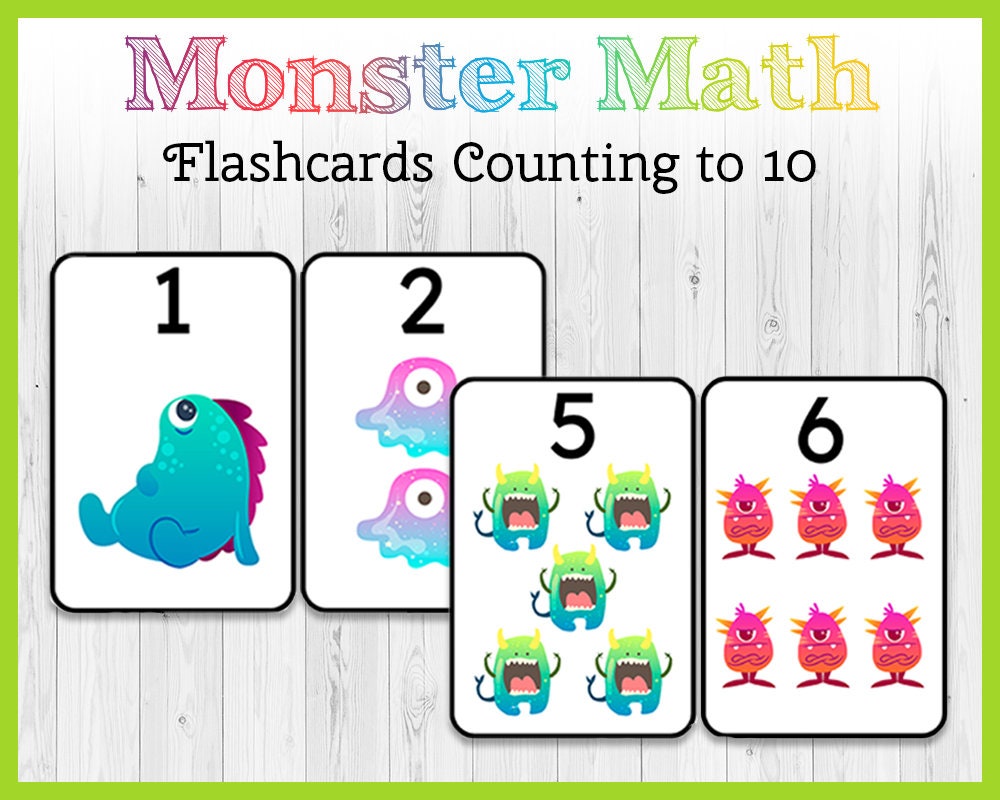 Preschool Math Flashcards Counting 1-10 Flash Cards for - Etsy
