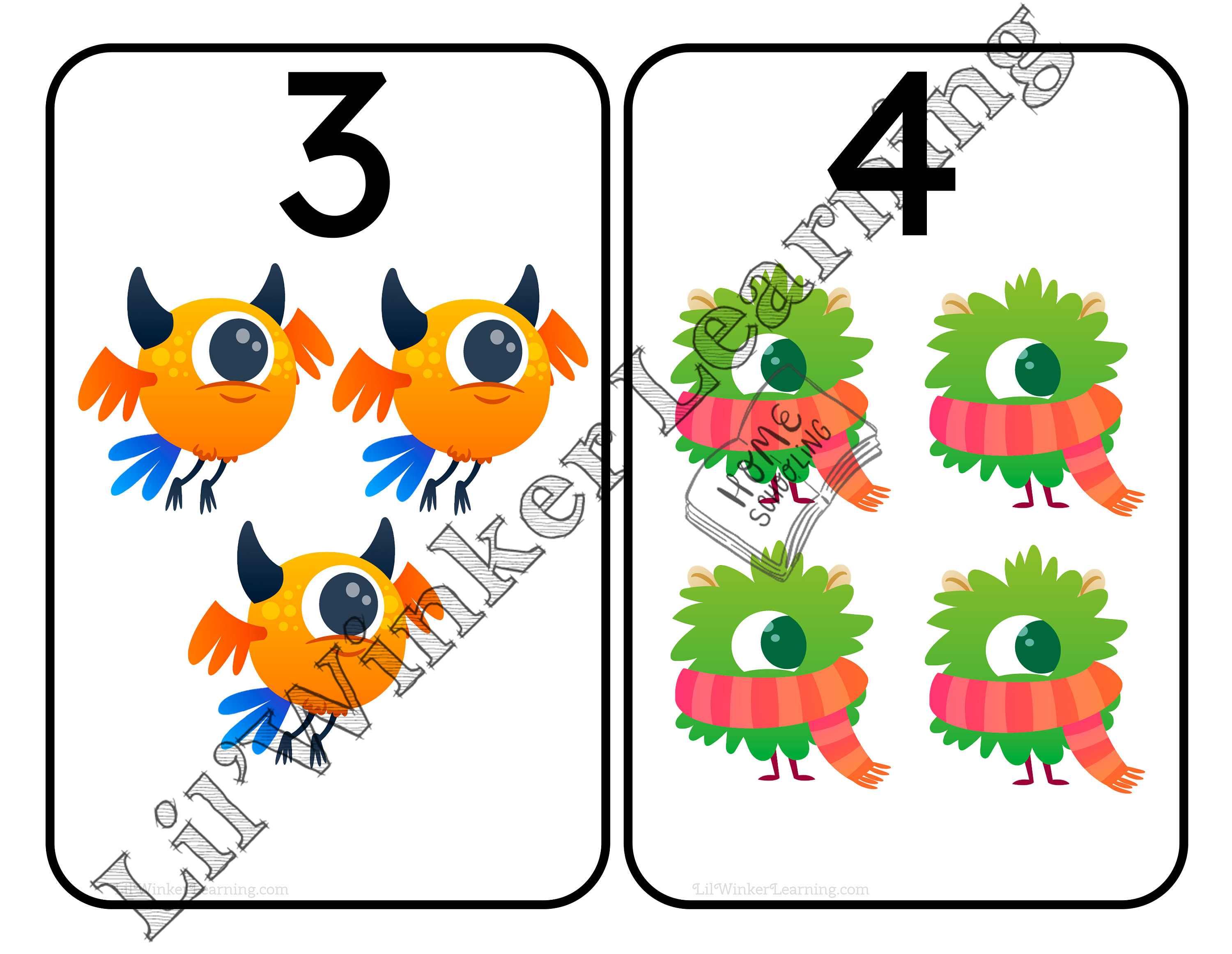Preschool Math Flashcards Counting 1-10 Flash Cards for - Etsy