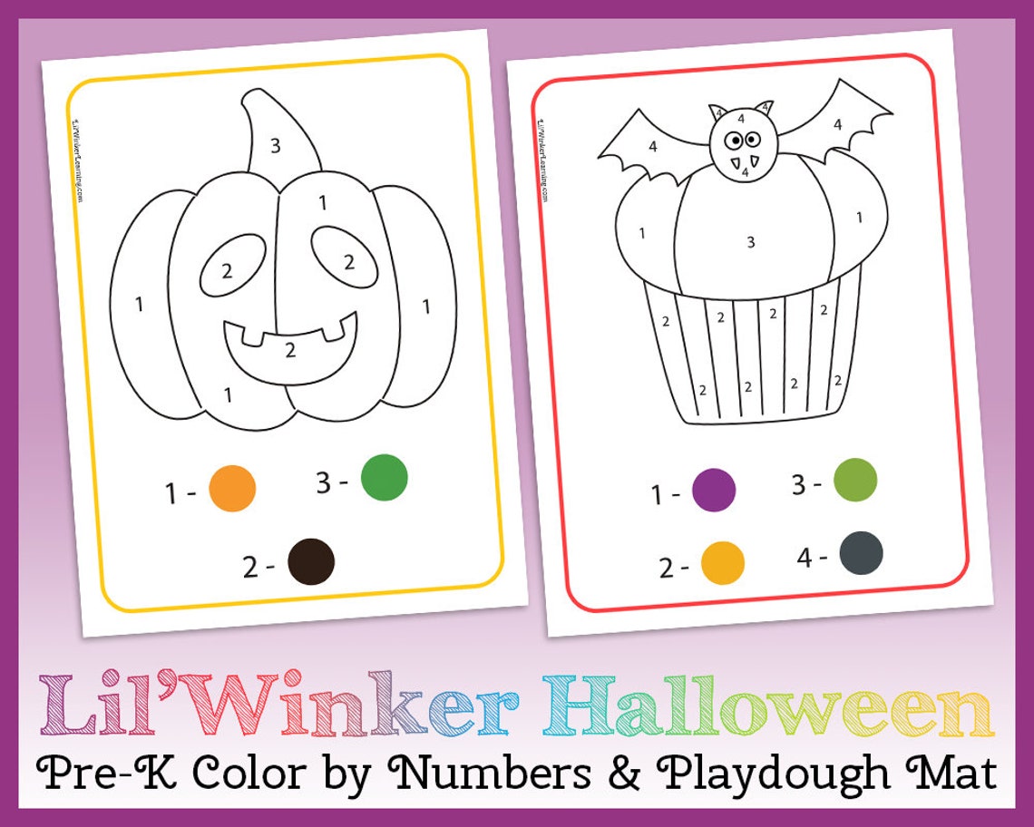 Halloween Color by Number, Printable Toddler Busy Book Activity, Pre-k ...