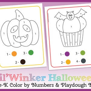 Halloween Color by Number, Printable Toddler Busy Book Activity, Pre-k ...