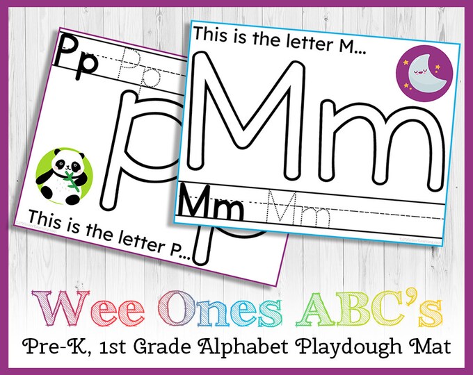 Alphabet Playdough Mat, Letter Recognition, Preschool Kindergarten Game ...