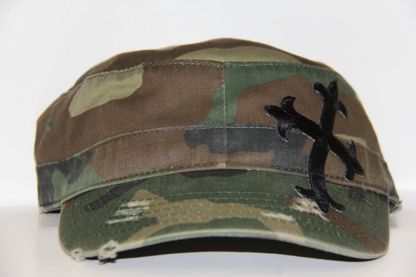Camo Cadet Style Hat With BLACK Cross - Etsy
