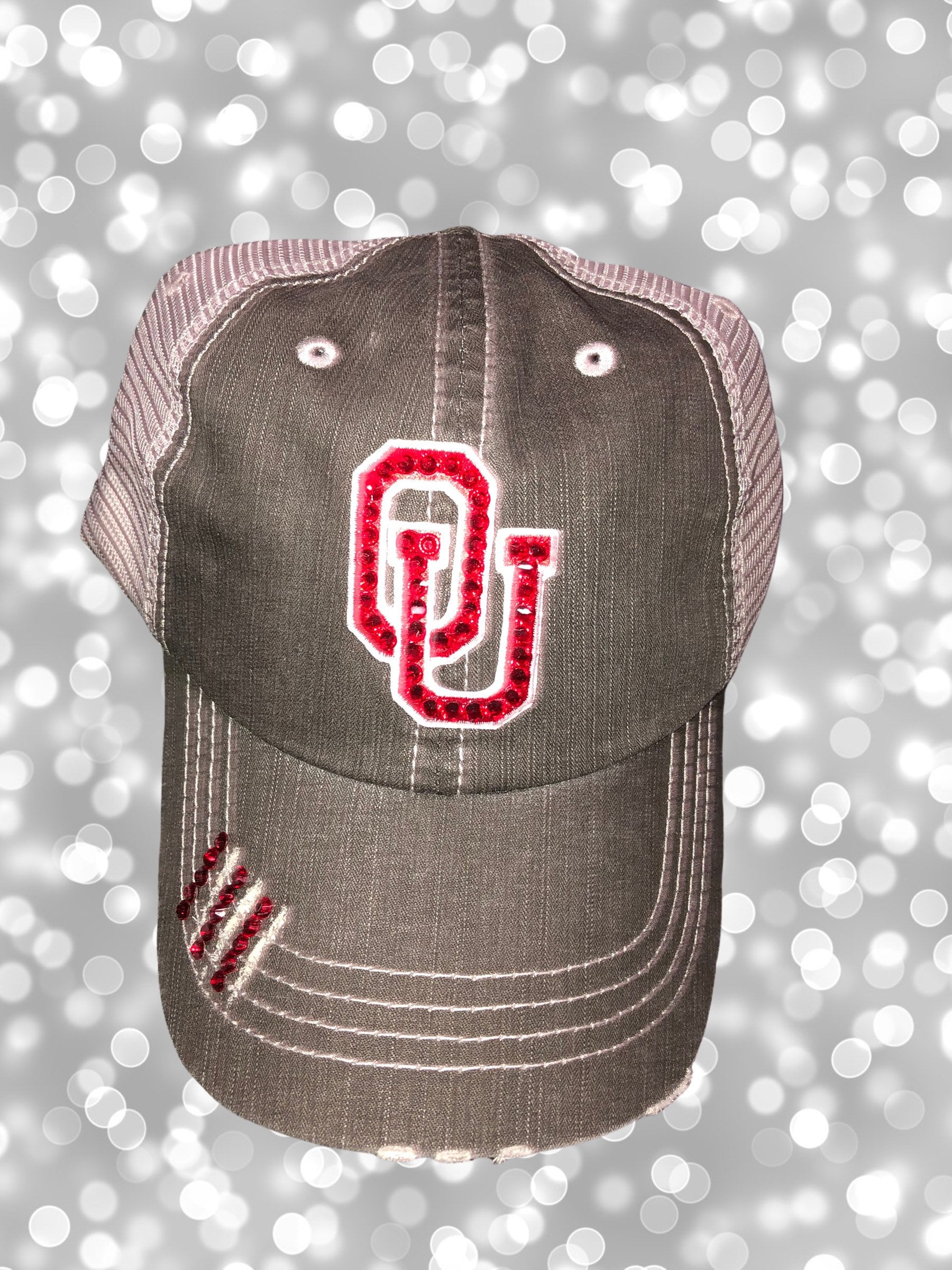 OU Bling Hat - Oklahoma Sooners Crystal Baseball Cap - Game Day Hat ...