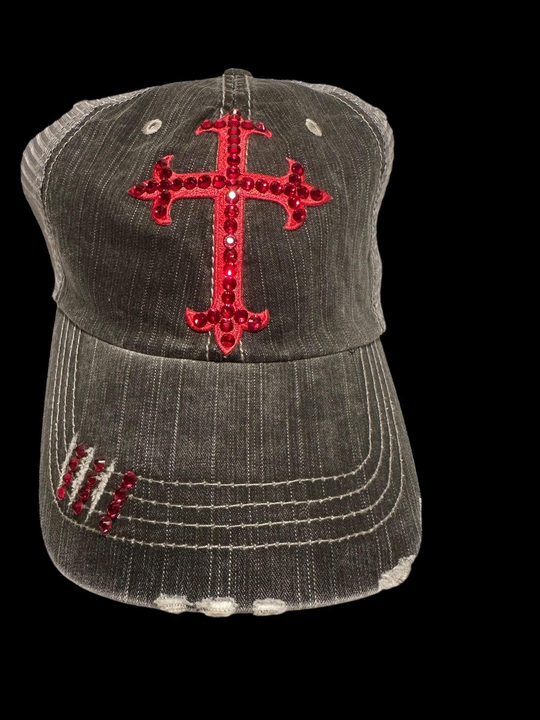 Women's Bling CROSS Baseball Hat | Rhinestone Cross Cap | Christian ...