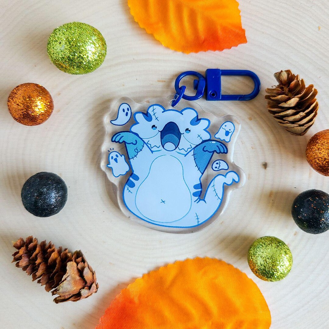 Halloween Bearded Dragons! Ghost Lizard Acrylic Cute Keychain Epoxy ...
