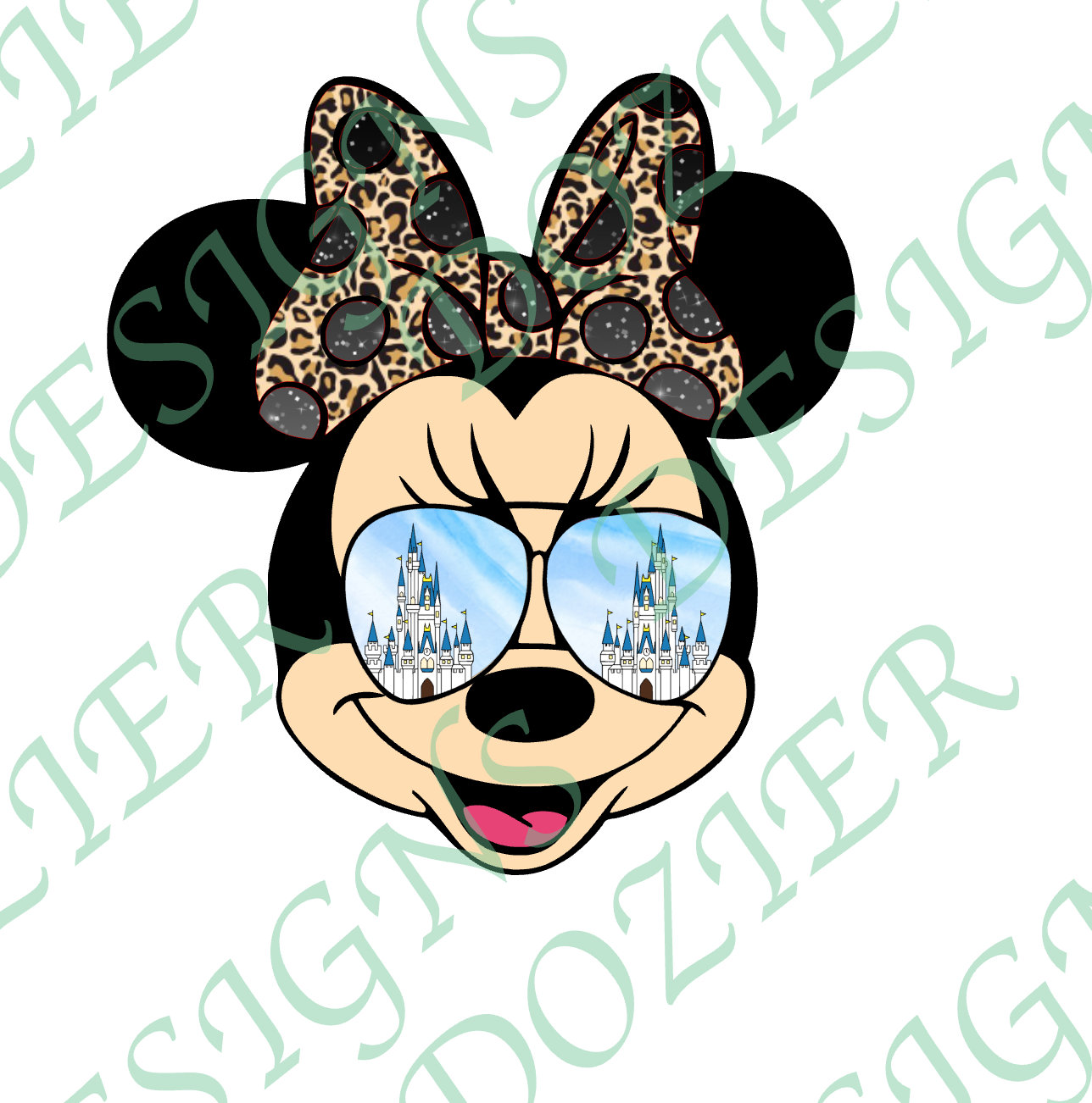 Minnie Mouse Castle Sunglasses Leopard Bow SVG/PNG - Etsy