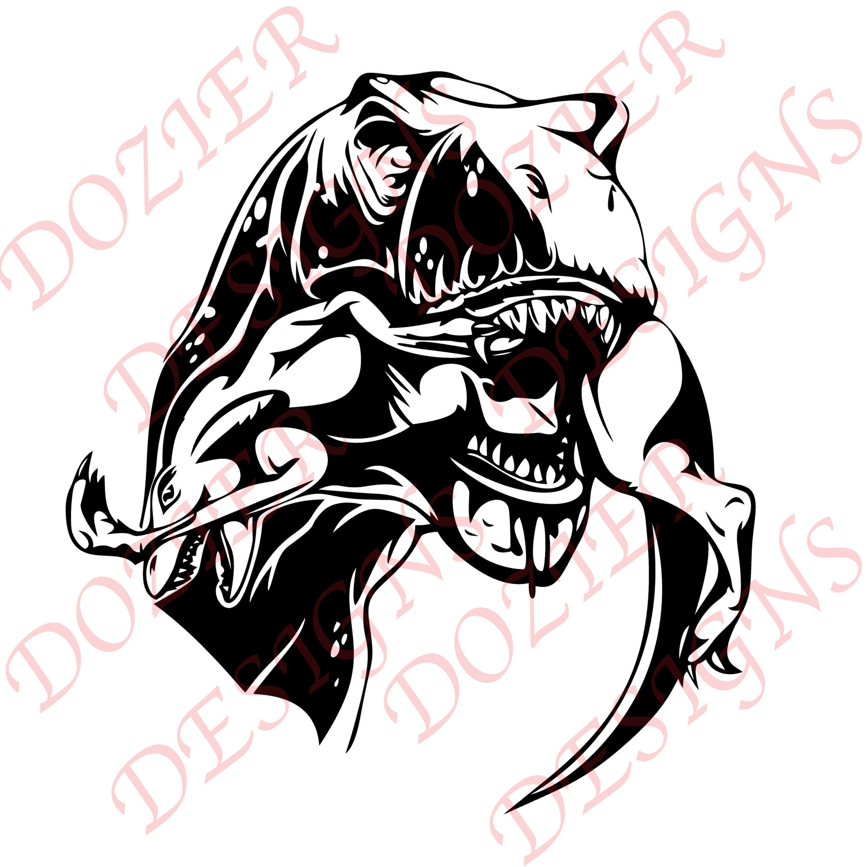 T-rex Eating Raptor Head - Etsy