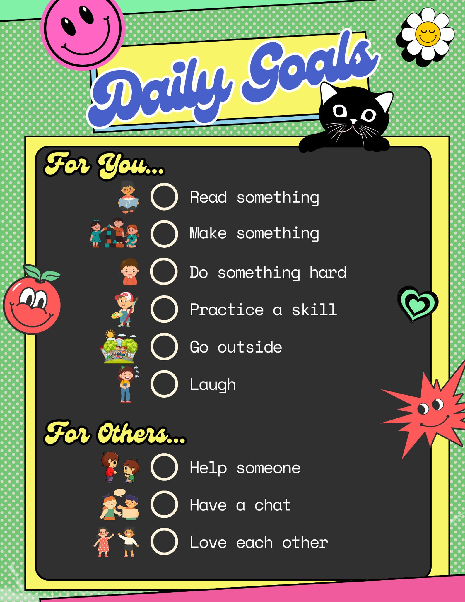 Kids' Daily Goals Adventure Chart, Children Routine Tracker, Homeschool ...