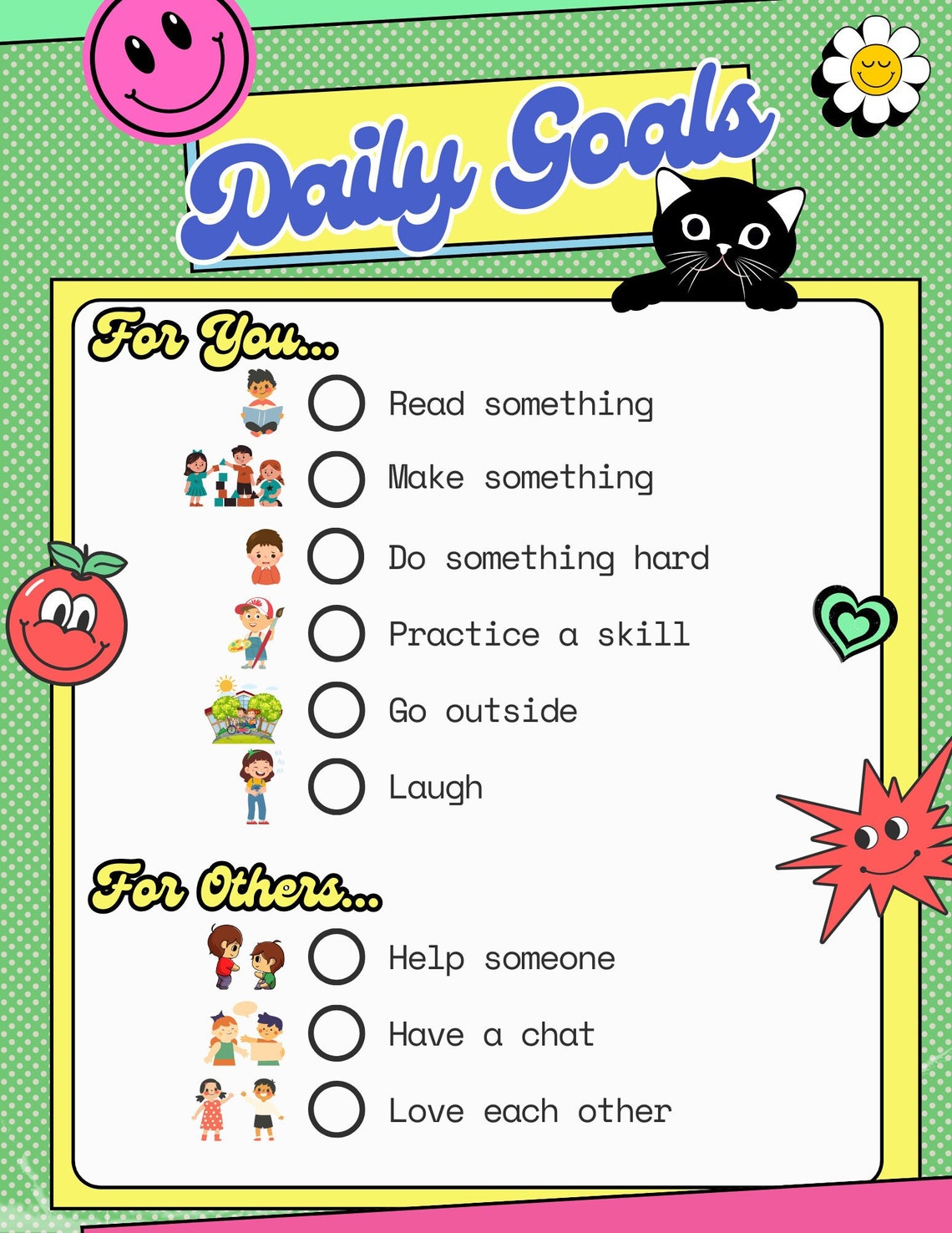 Kids' Daily Goals Adventure Chart, Children Routine Tracker, Homeschool ...