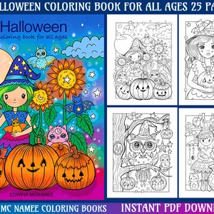EDWINA MC NAMEE Coloring Books Halloween Coloring Book Contains Witches ...