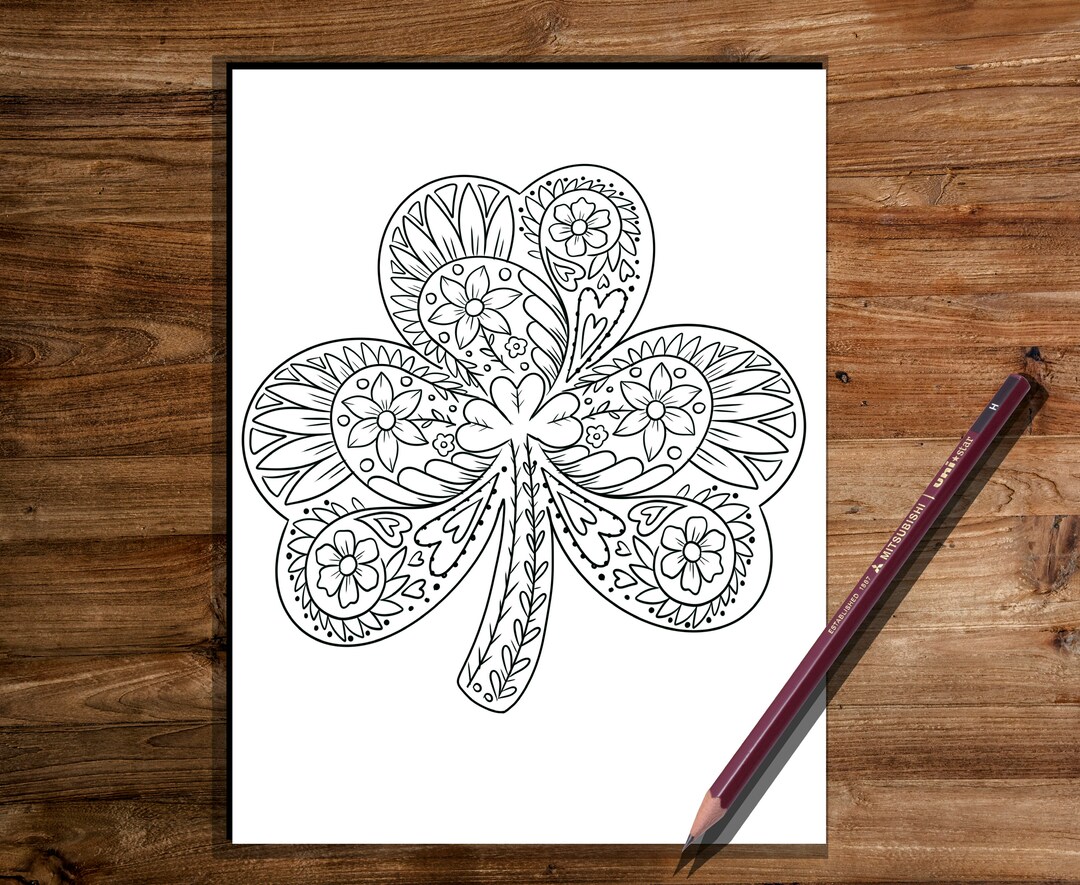 Shamrock,spring Coloring Page, Irish, Irish Coloring Page, Saint ...