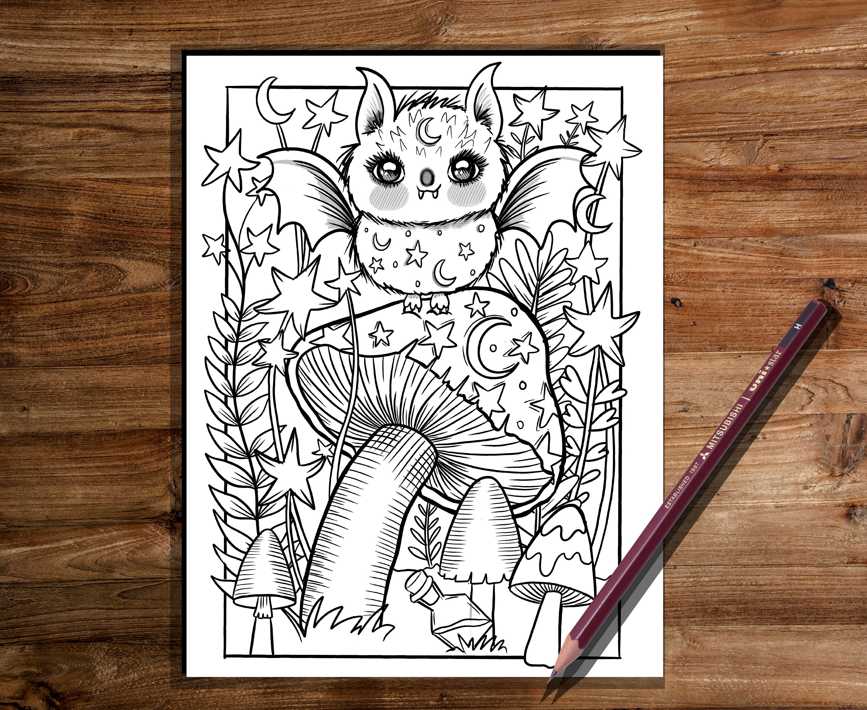 Magic Mushroom Printable Coloring Page- Magical Coloring Page- Witchy ...
