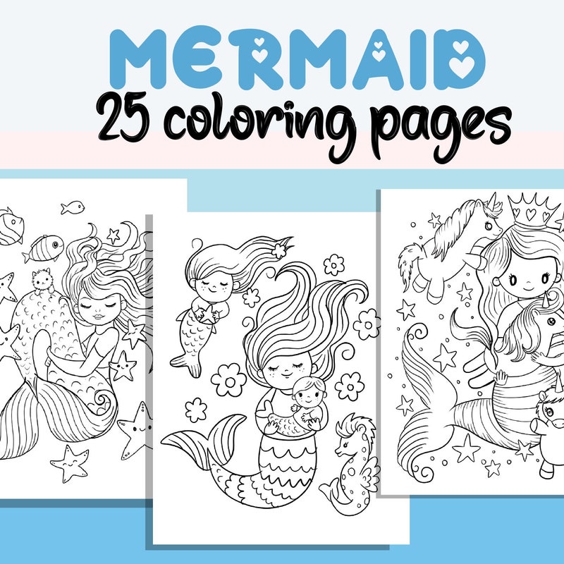 Coloring Pages for Adults Mermaids - Etsy
