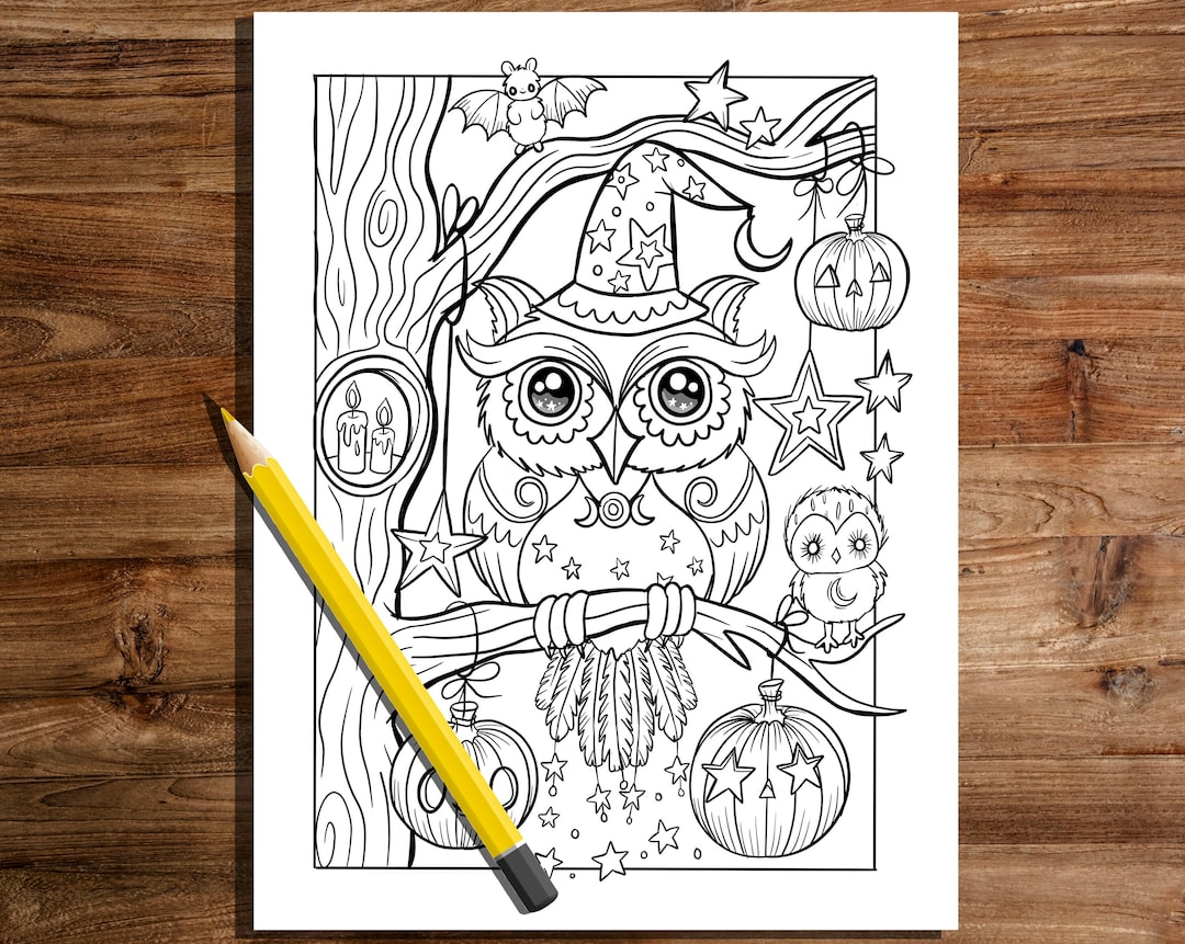 Owl, Halloween Owl Coloring Page,halloween Coloring Page, Halloween Fun ...