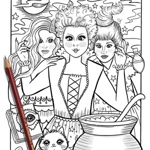 Hocus Pocus Coloring Page,,halloween Coloring Page, Hocus Pocus Fun ...