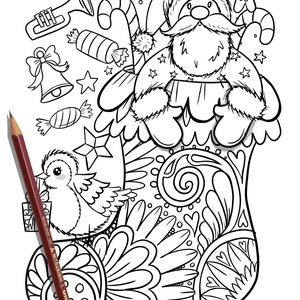 Printable Digital Coloring Page for Grownups, CHRISTMAS Coloring Page ...