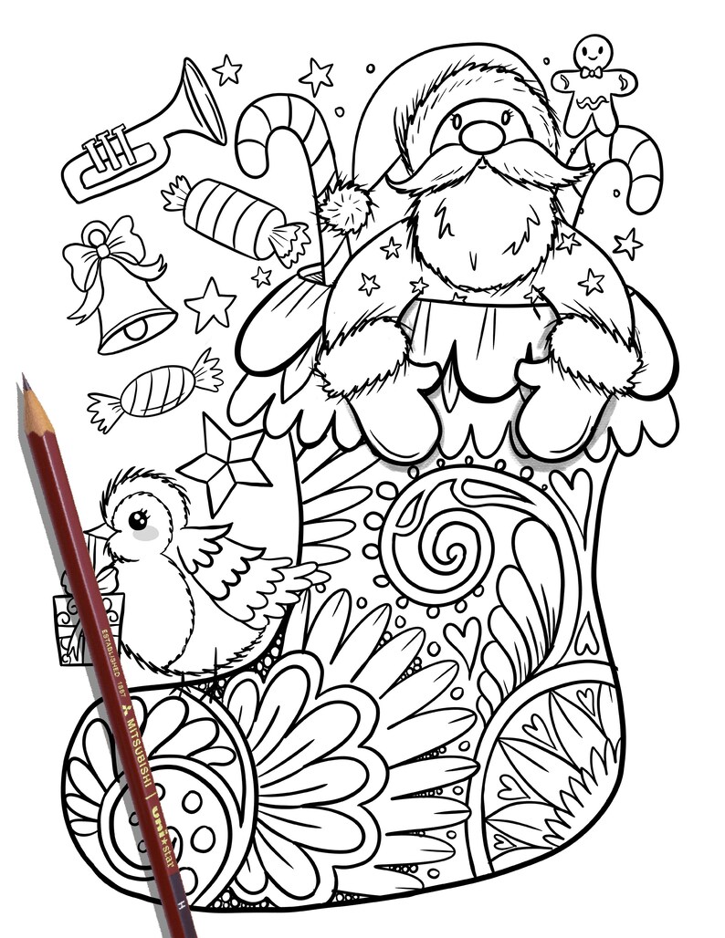 Printable Digital Coloring Page for Grownups CHRISTMAS - Etsy