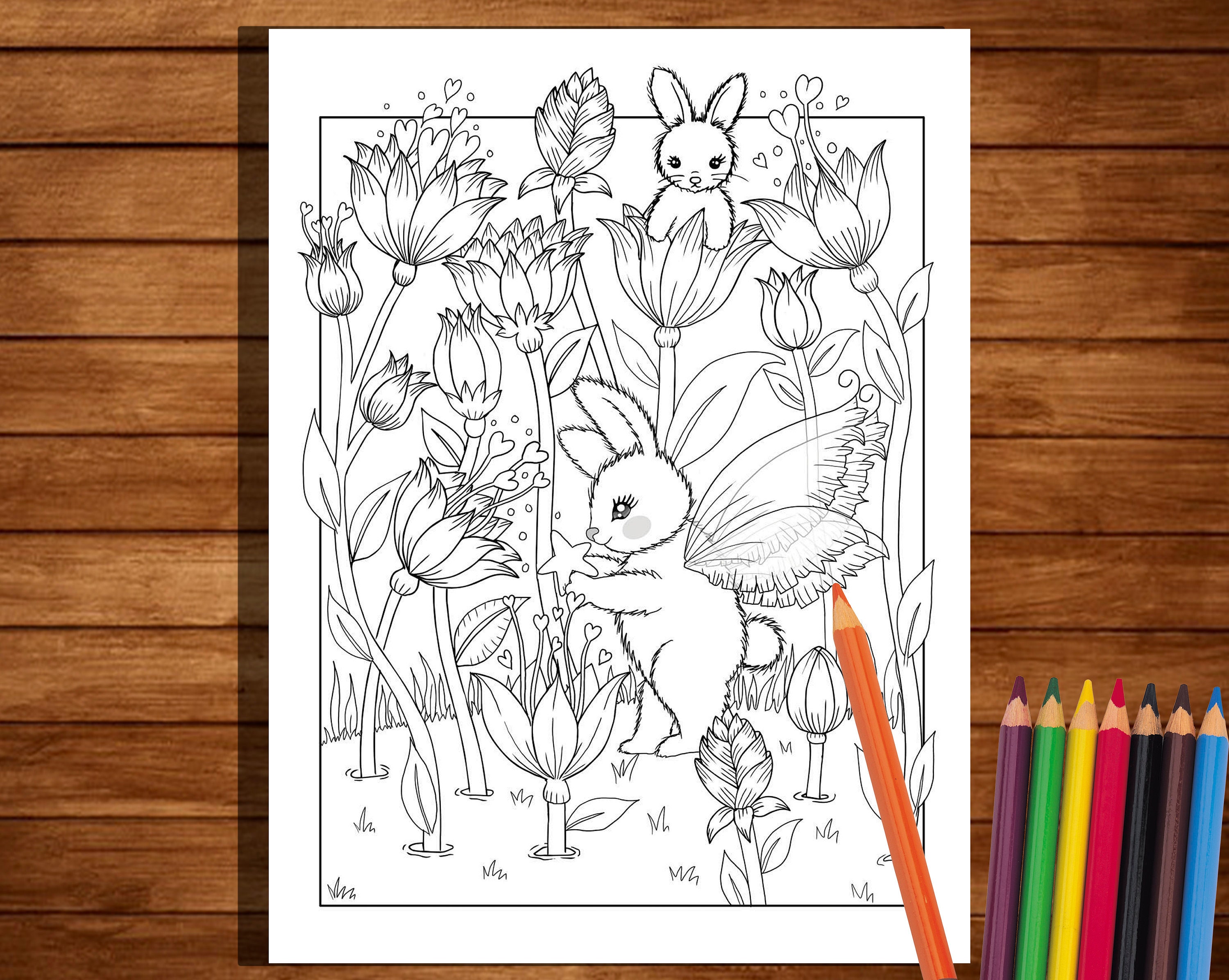Spring Coloring Pages For Kids Bunny