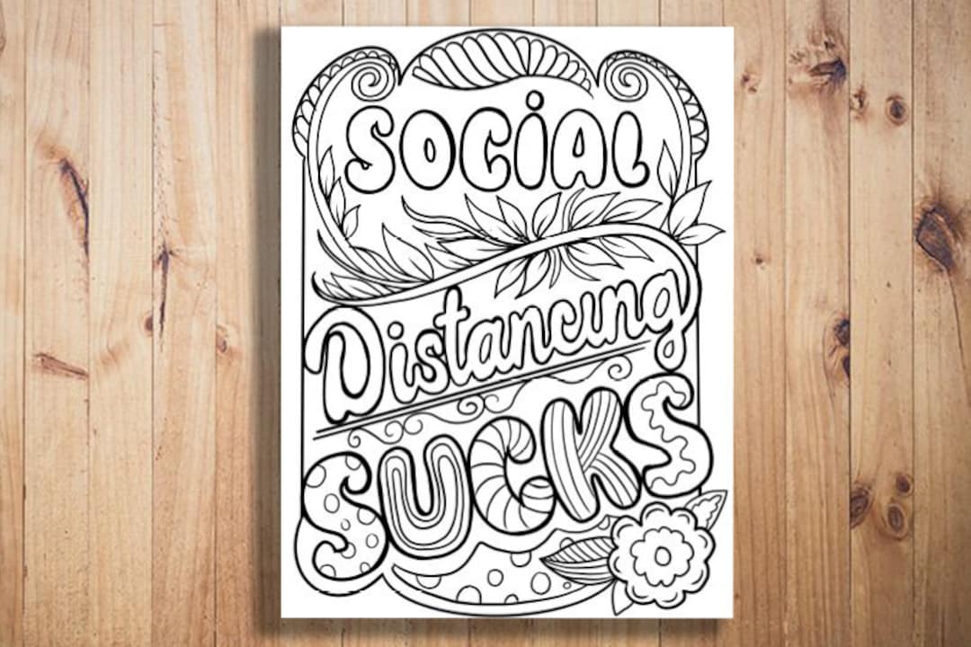 Social Distancing Adult Coloring Pages Quarantine Coloring - Etsy