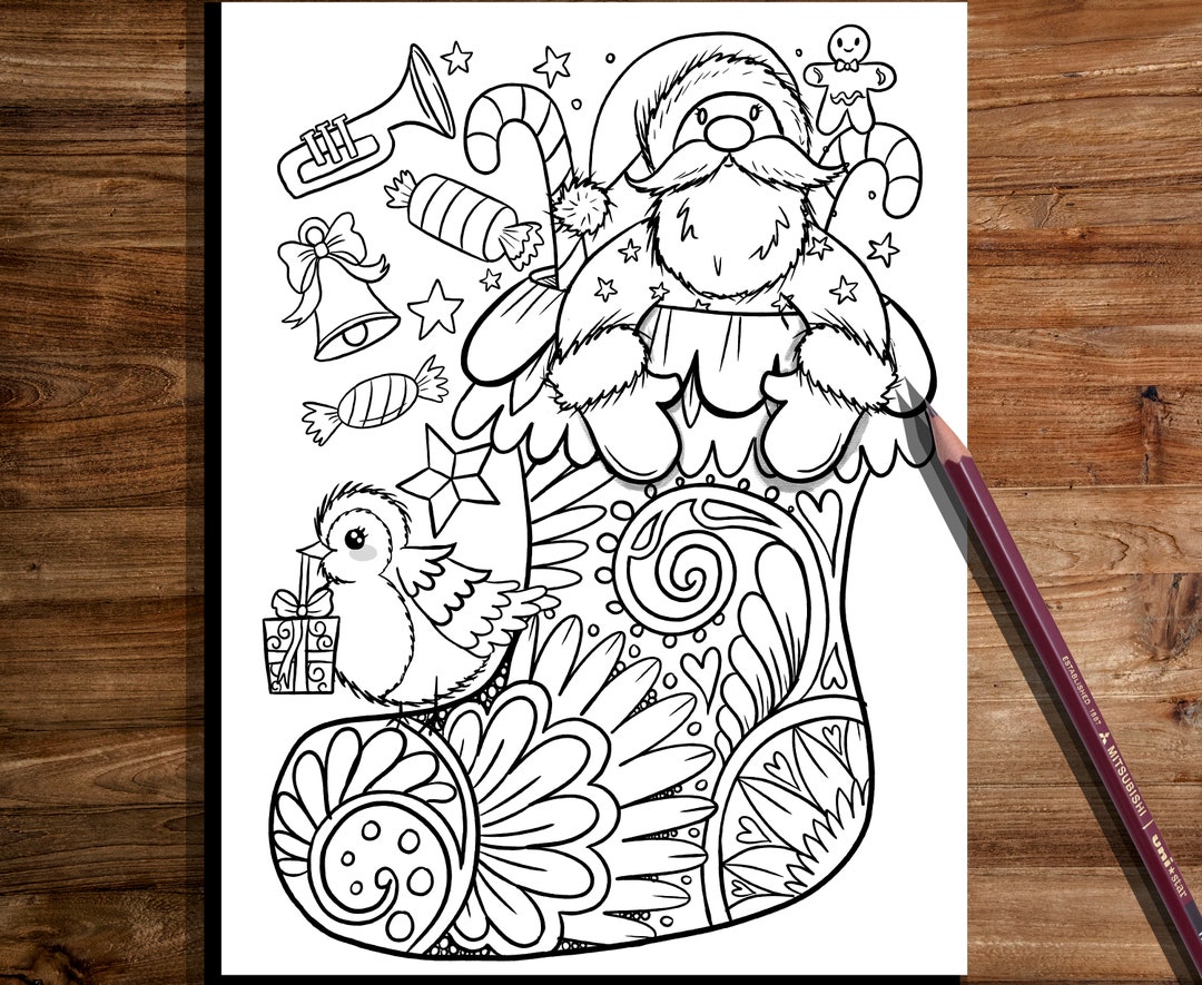 Printable Digital Coloring Page for Grownups, CHRISTMAS Coloring Page ...