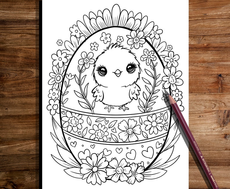 PRINTABLE Cute Easter Coloring Page Hand-drawn Coloring - Etsy