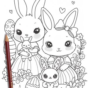 PRINTABLE Cute Easter Coloring Page, Hand-drawn Coloring Sheet, Easter ...