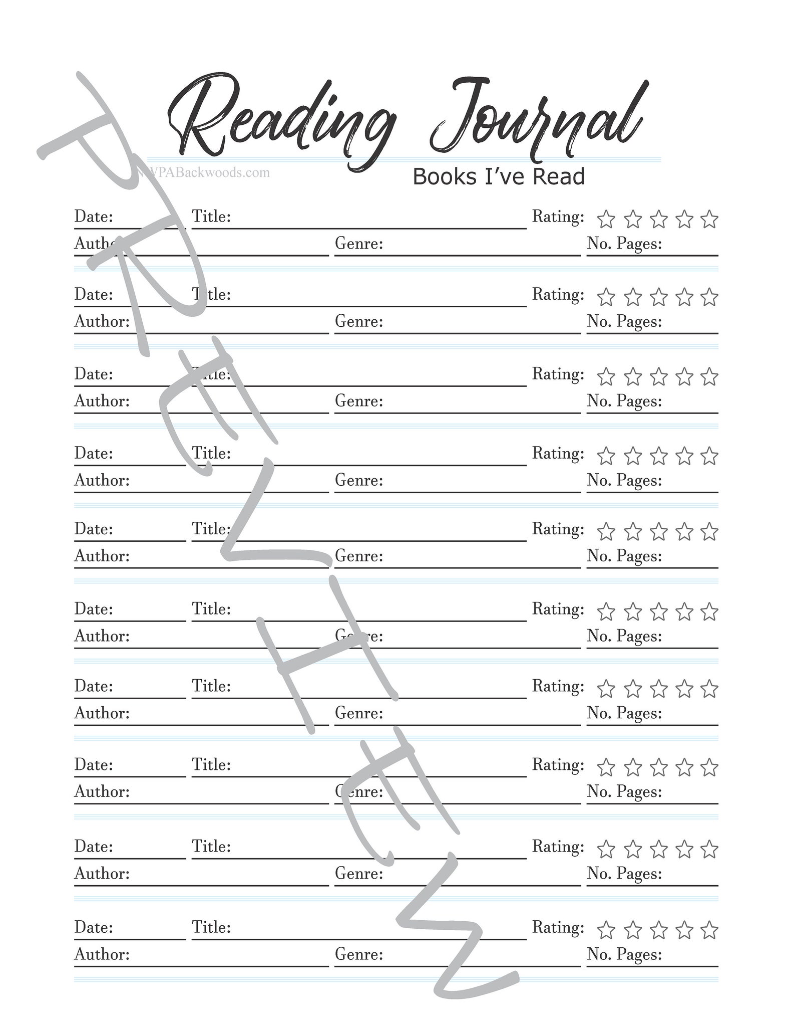 Reading Journal Printable Pages - Goal Sheets With 50, 100, 200 and 500 ...