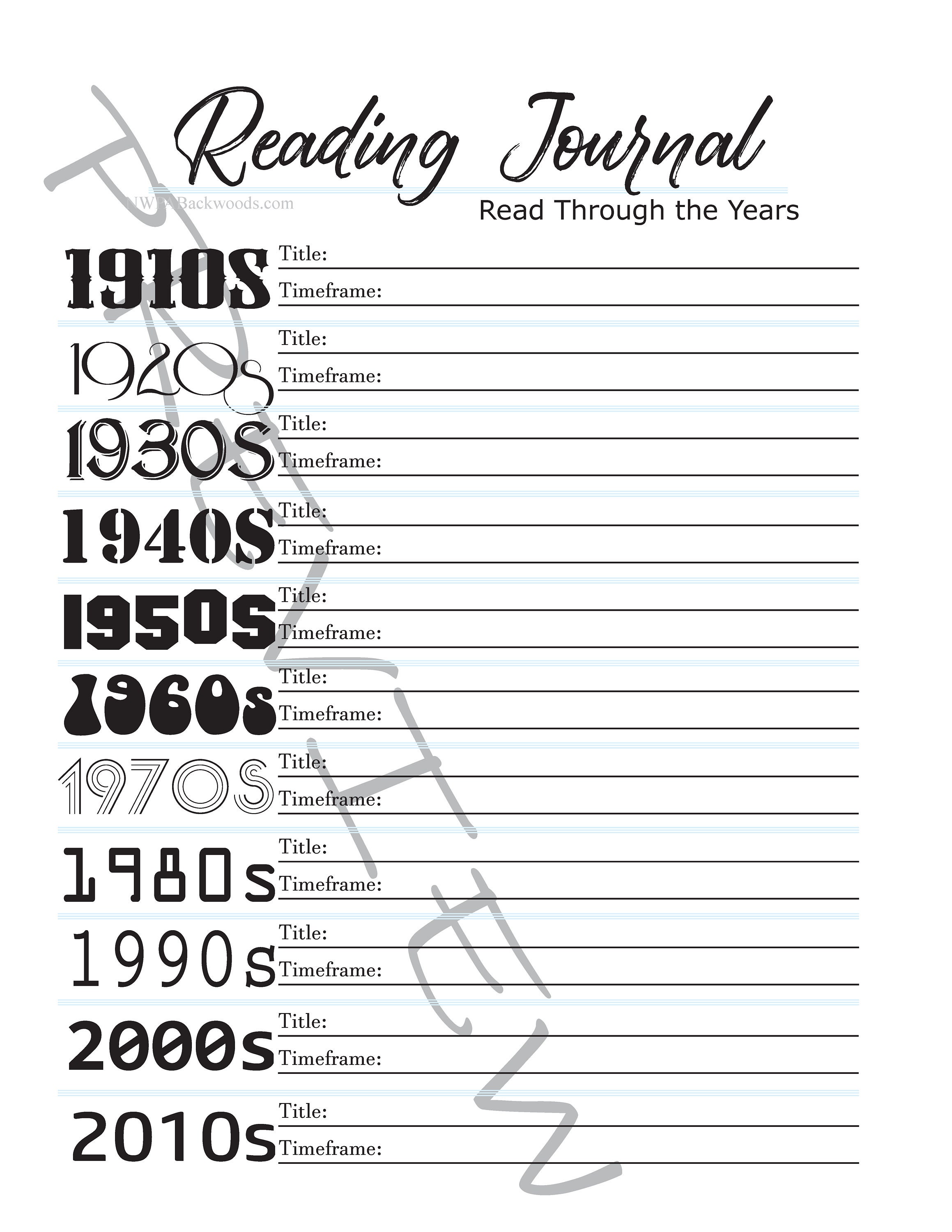 Reading Journal Printable Pages - Goal Sheets With 50, 100, 200 and 500 ...