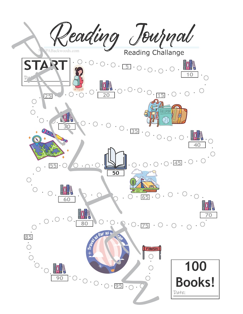 Reading Journal Printable Pages - Goal Sheets With 50, 100, 200 and 500 ...