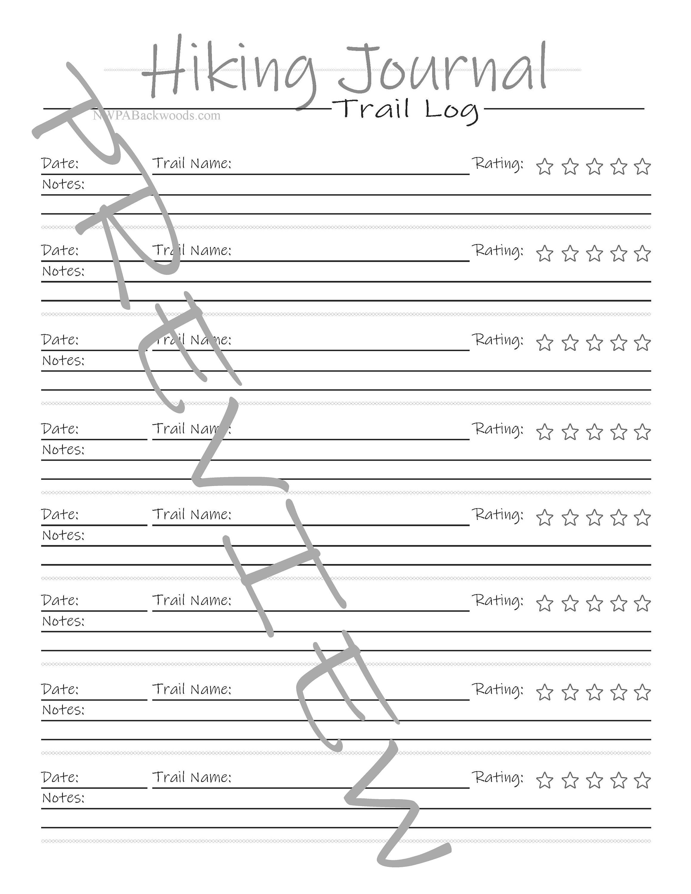Hiking Journal Printable Pages - Trail Log, Trail Review, 100 Mile Goal ...
